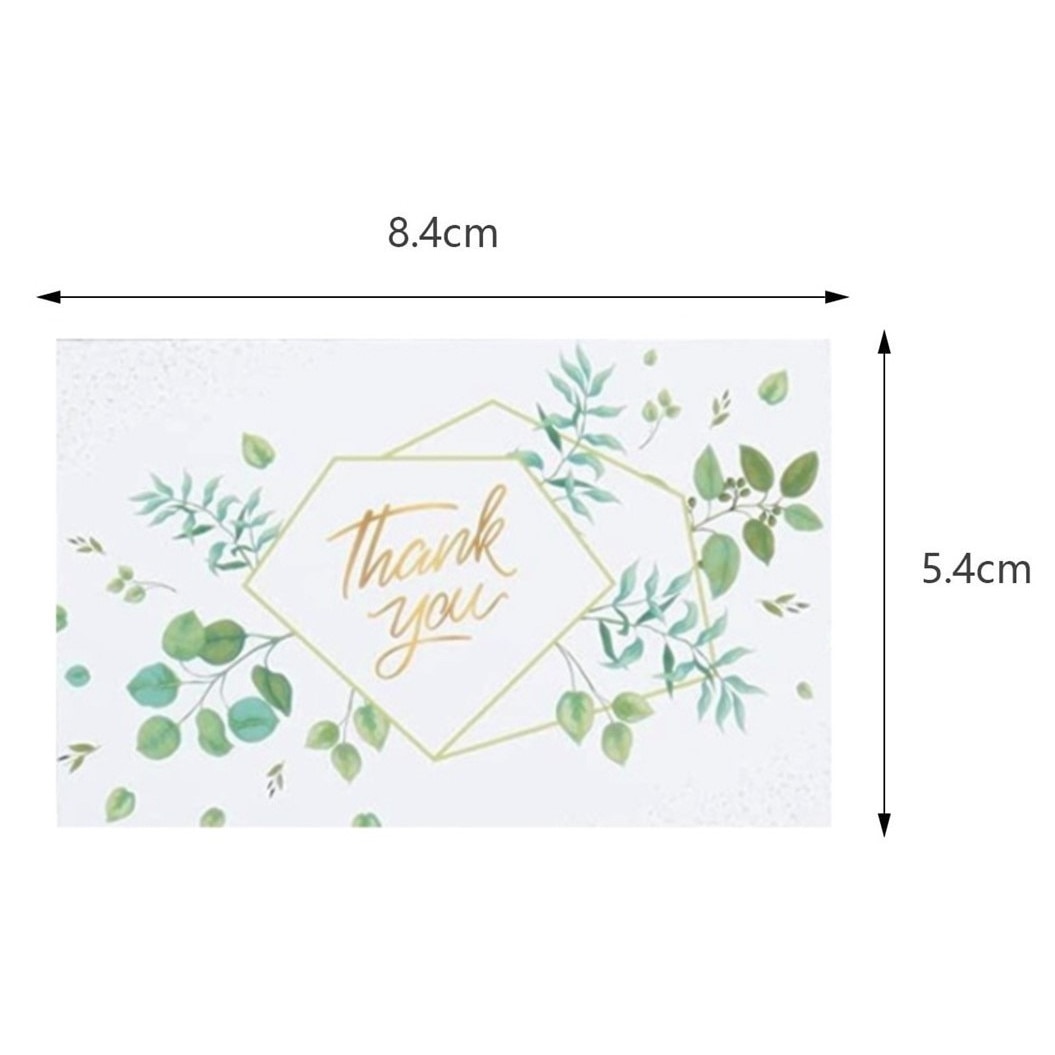 Set 20 de mini felicitari de multumire, Thank You, culoare alb cu verde ...