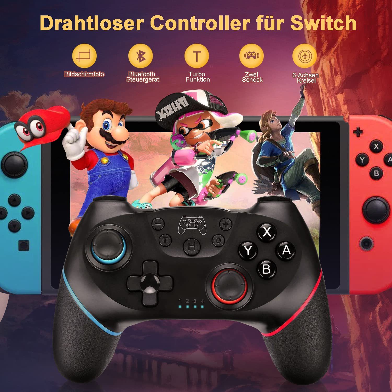 Controler pentru Nintendo Switch/Switch Lite/Switch OLED, Roffie, Negru ...