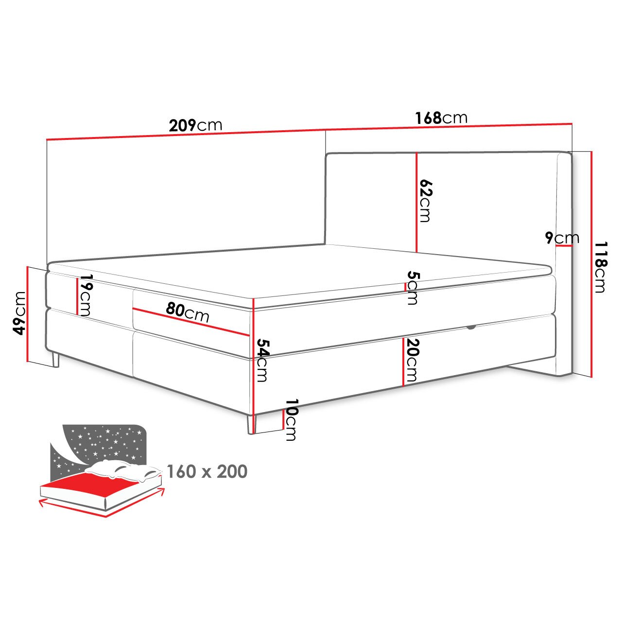 Pat boxspring Wezpi Reiat 160x200, Mirjan24, bej - eMAG.ro