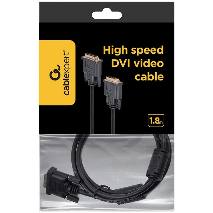 Cablu video Gembird DVI-D DL (T) la DVI-D DL (T), 1.8m, negru, CC-DVI2 ...