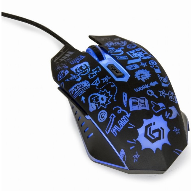 Mouse gaming, Gembird 3600 dpi, iluminare, 1.5m, Negru, MUS-6B-GRAFIX ...