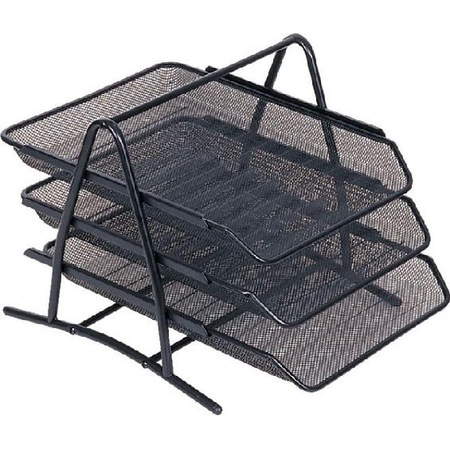 Set 3 tavite pentru documente Mesh metal, negru - eMAG.ro