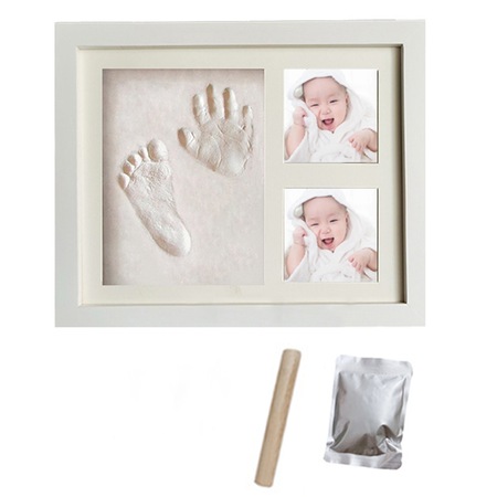 Kit amprenta mulaj manuta sau piciorus bebe si rama foto, cadrul alb ...