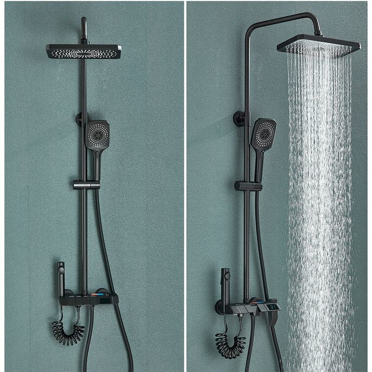 Coloana de dus neagra, reglabila pe inaltime, cu display Led si functie ...