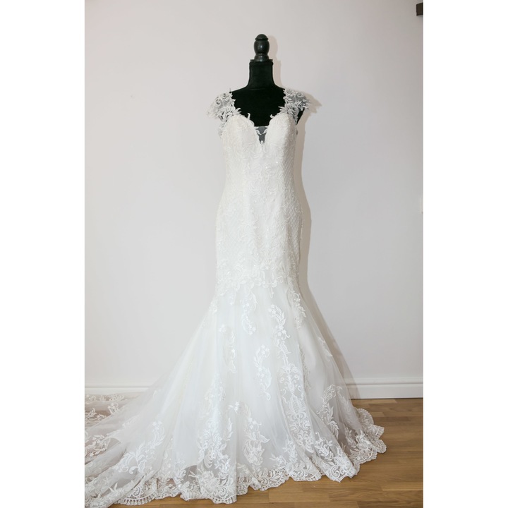 Rochie de mireasa Class cu trena, Alb, 38-40 - eMAG.ro