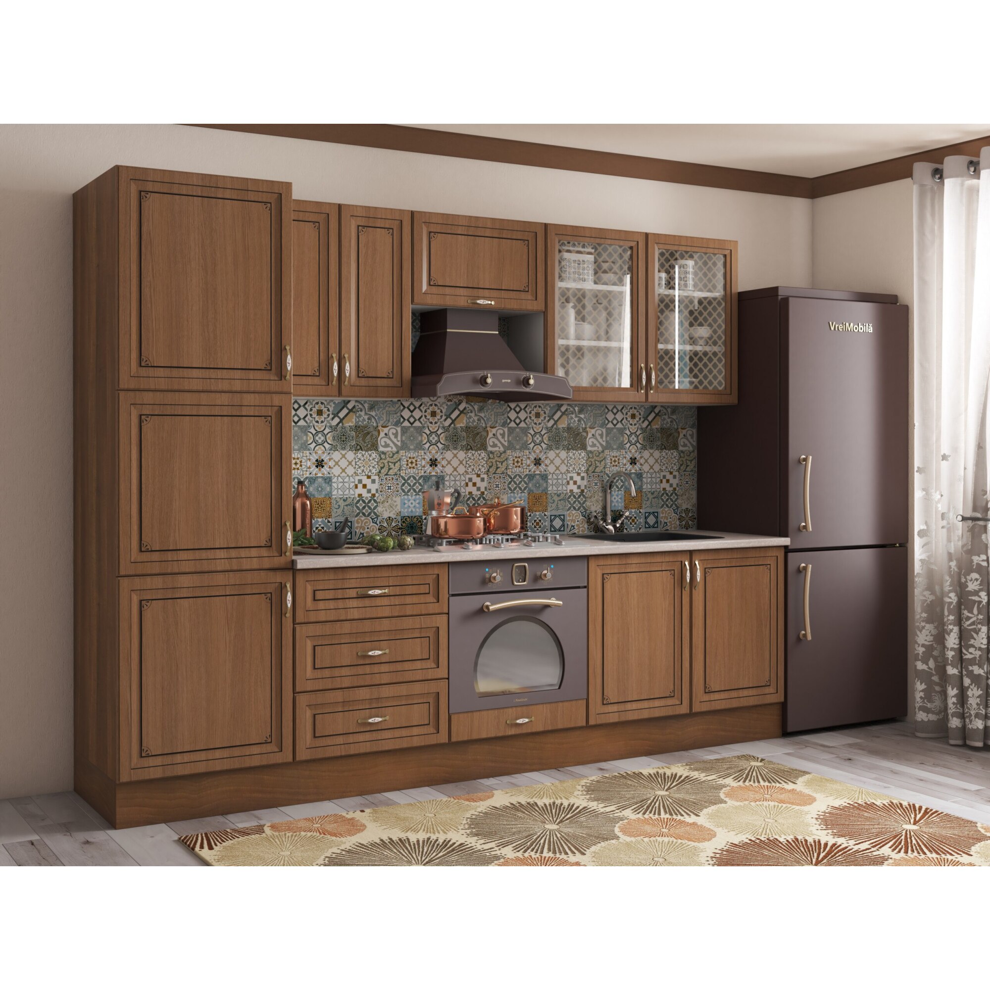 Bucatarie Grand 260, Stejar, Fronturi MDF, corp din PAL - eMAG.ro