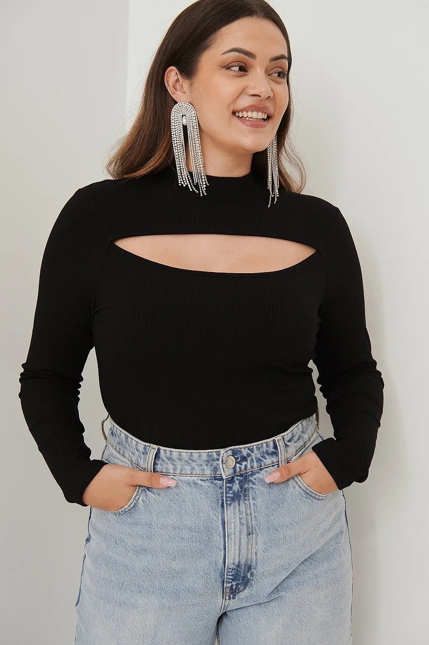 Top Cut Out Chest Rib, negru, 44 - eMAG.ro