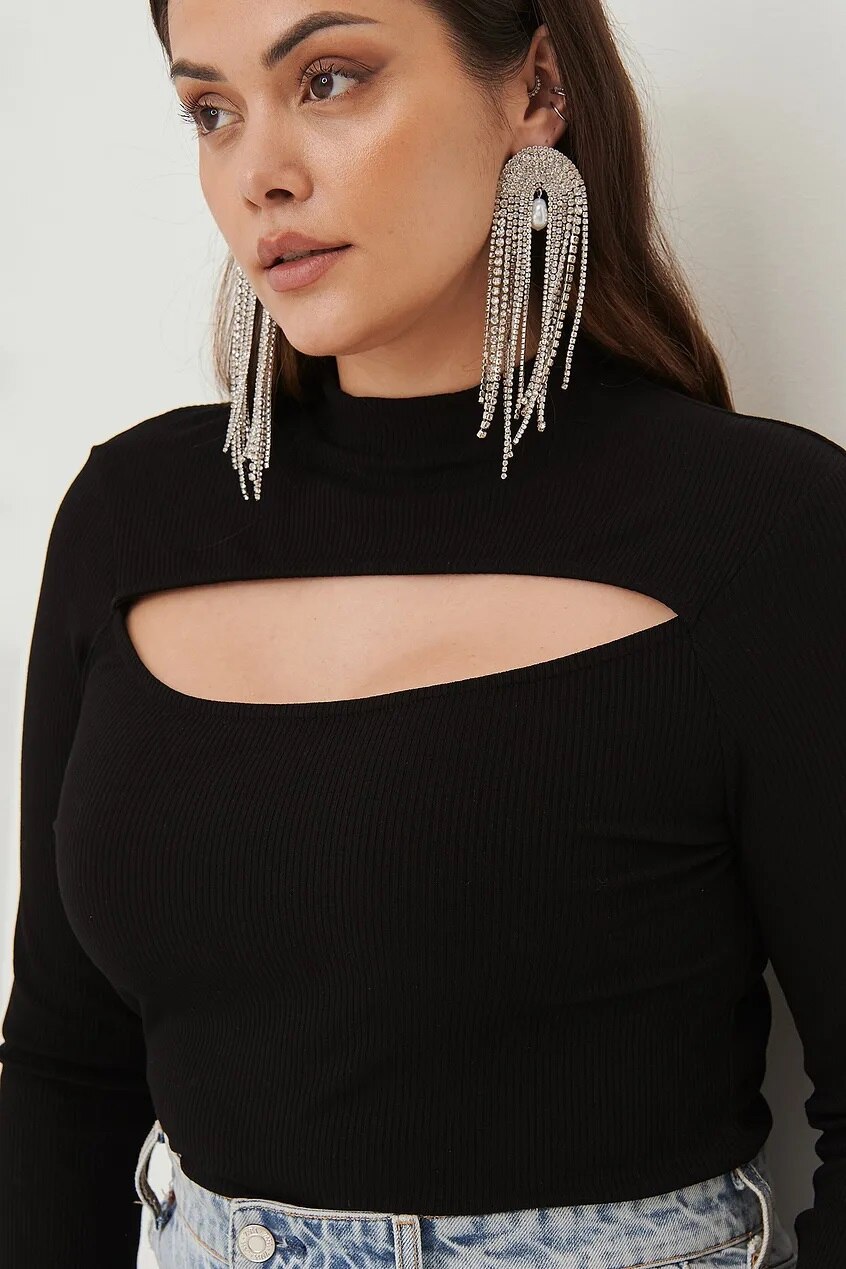 Top Cut Out Chest Rib, negru, 44 - eMAG.ro