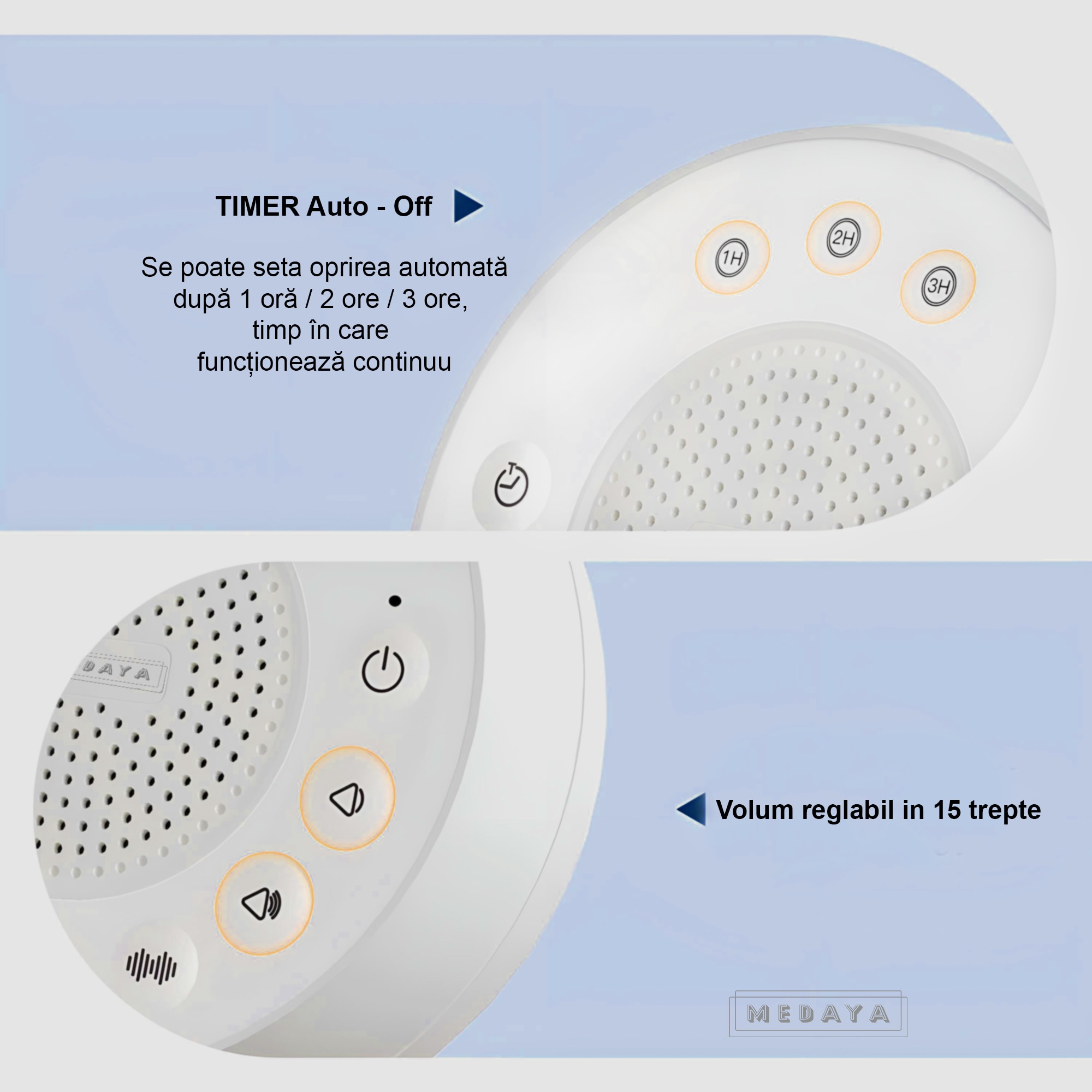 Dispozitiv Medaya 2 in 1, 31 sunete HD naturale, White Noise, de leagan ...