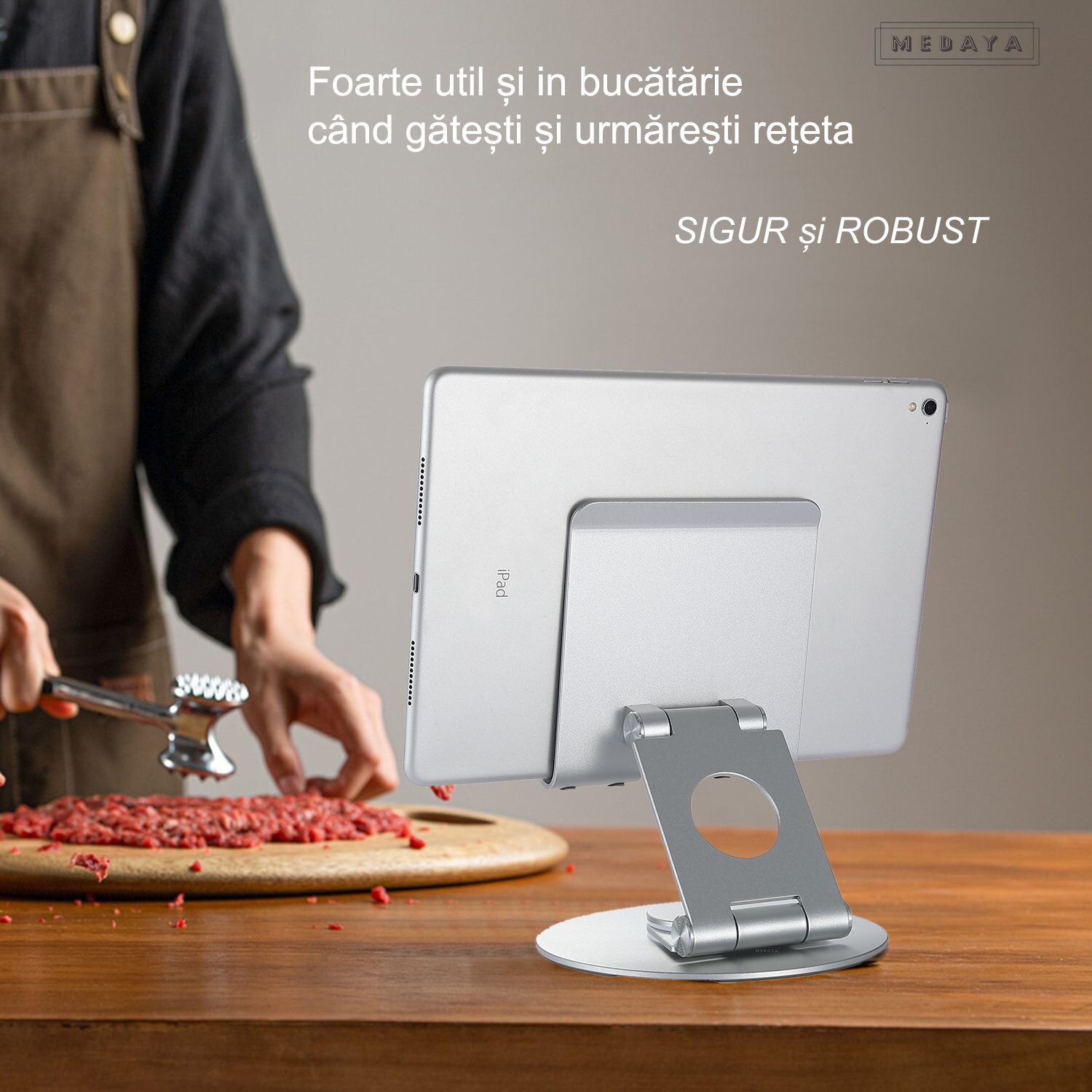 Suport rotativ Medaya, universal, de birou, pentru tableta, iPad ...