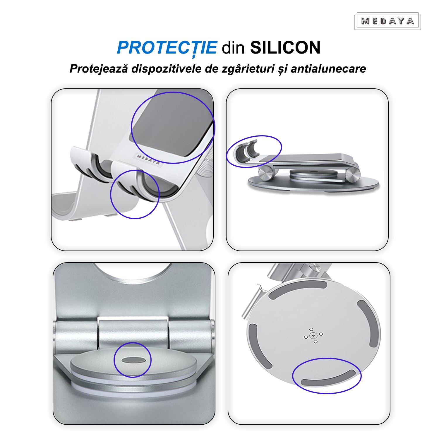 Suport rotativ Medaya, universal, de birou, pentru tableta, iPad ...