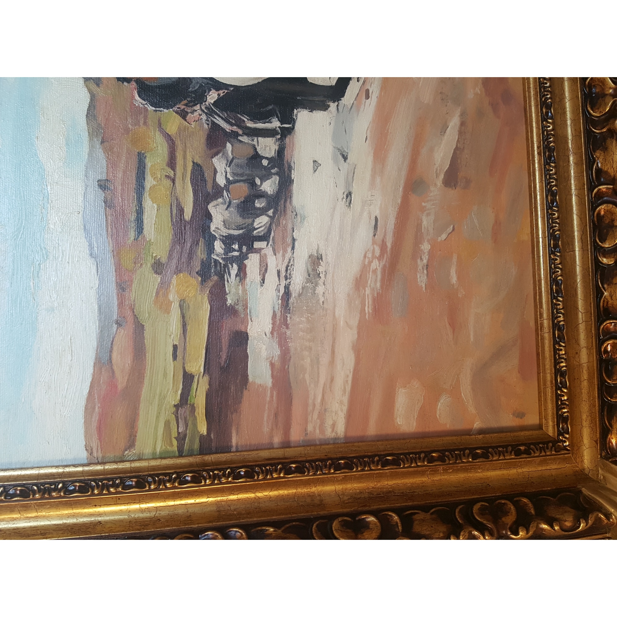 Tablou Reproducere Car cu boi dupa Nicolae Grigorescu, cu rama, 85x69cm - eMAG.ro