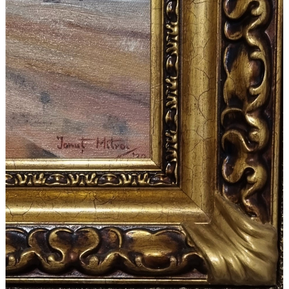 Tablou Reproducere Car cu boi dupa Nicolae Grigorescu, cu rama, 85x69cm - eMAG.ro