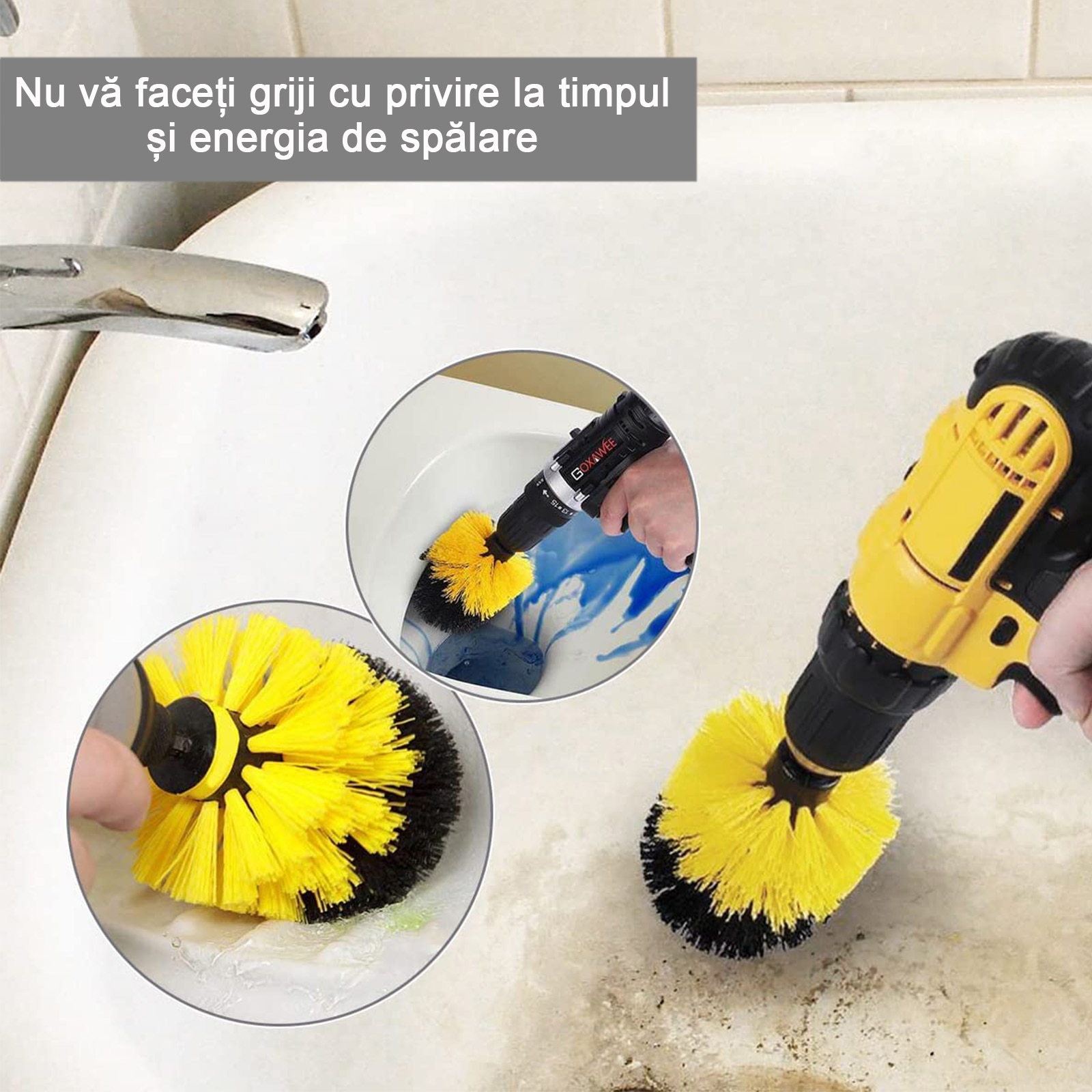 Set 3 perii rotative din plastic, NUODWELL, Diferite stiluri, curatare ...