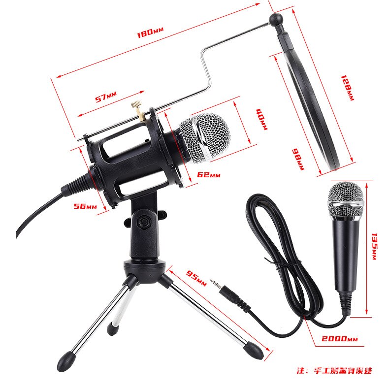 Microfon condensator, KINSI, 3.5 audio + USB, Negru - eMAG.ro