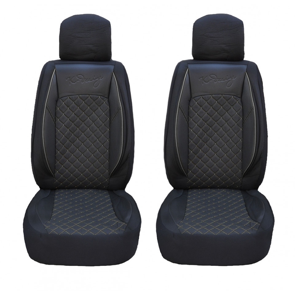 Set huse scaune auto universale, piele ecologica neagra cu material ...