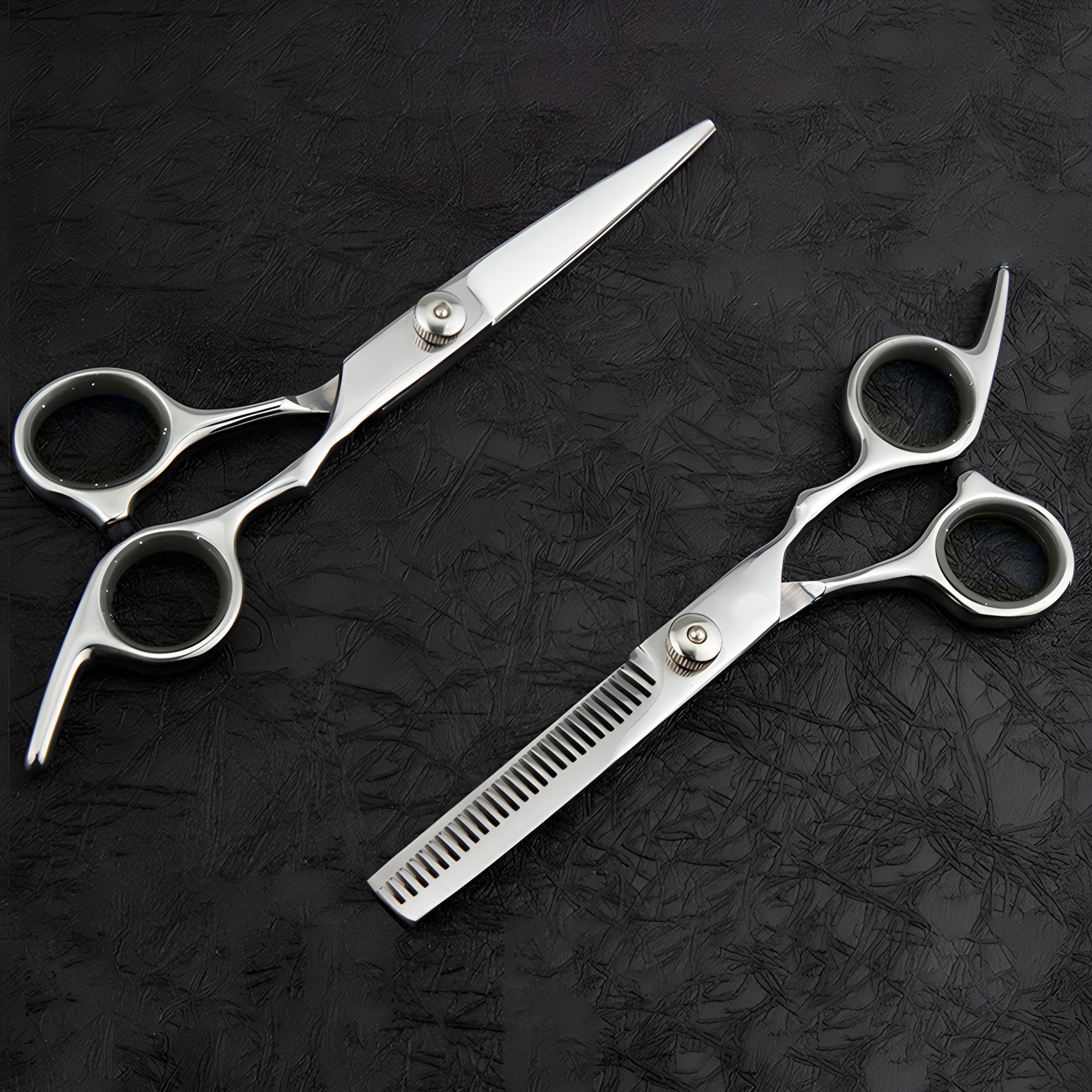 Set 2 Foarfece de Tuns din INOX cu Pieptan, 2 Cleme de Par si Negru ...