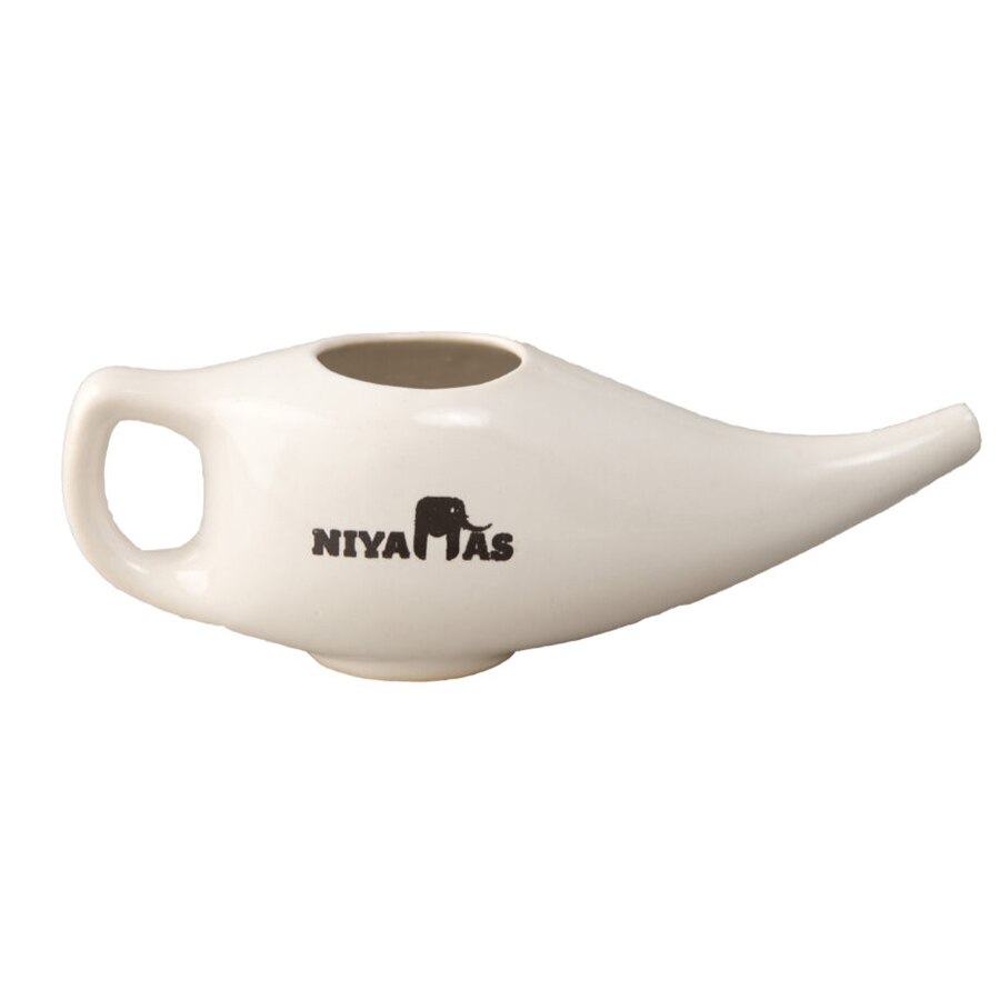 Vas pentru curatare nazala, Niyamas, Ceramica, 25 g sare de Himalaya ...
