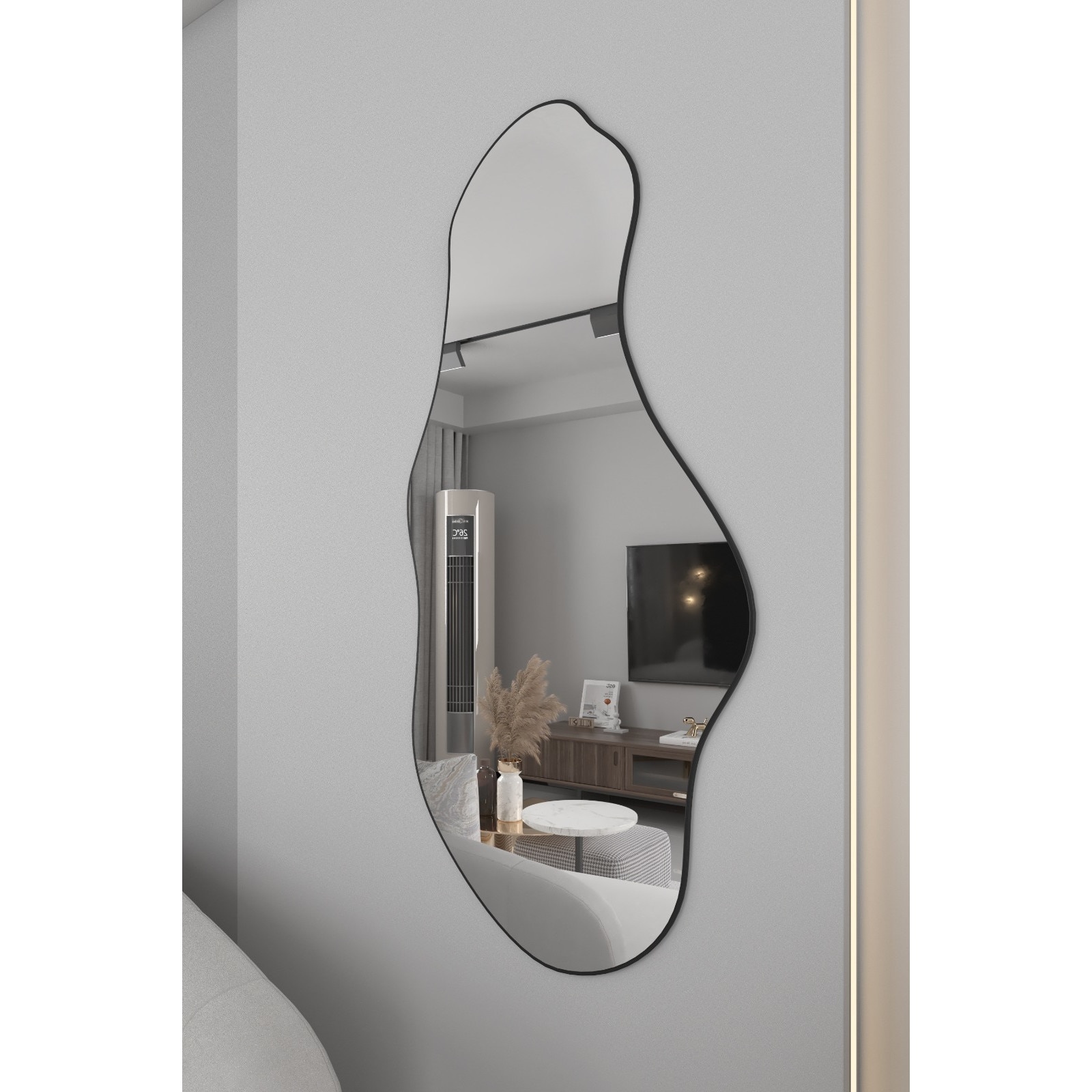 Oglinda decorativa de perete, asimetrica Bulut, Marsah Home, 115x65 cm ...