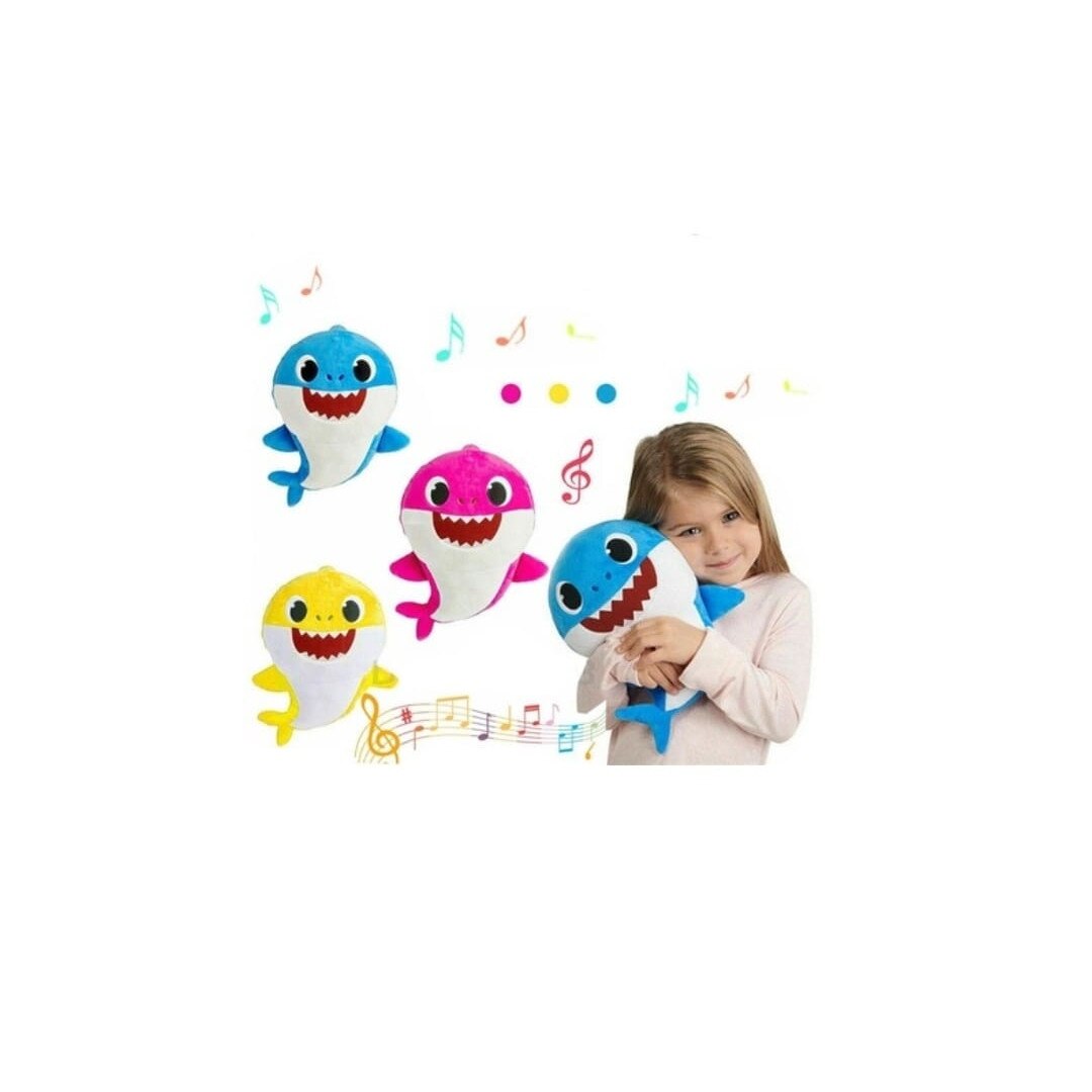 Set 3 Figurine de plus, tip Baby Shark cu ventuza, sunete, multicolor ...