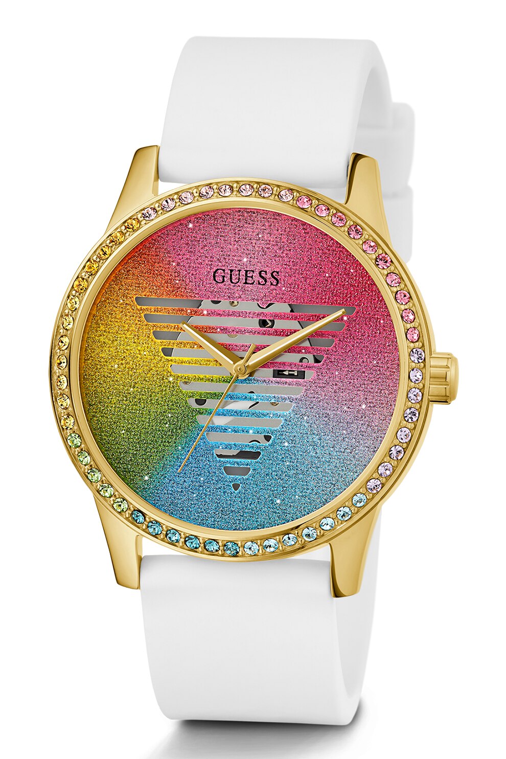 Guess, Ceas cu particule stralucitoare pe cadran, Alb - eMAG.ro