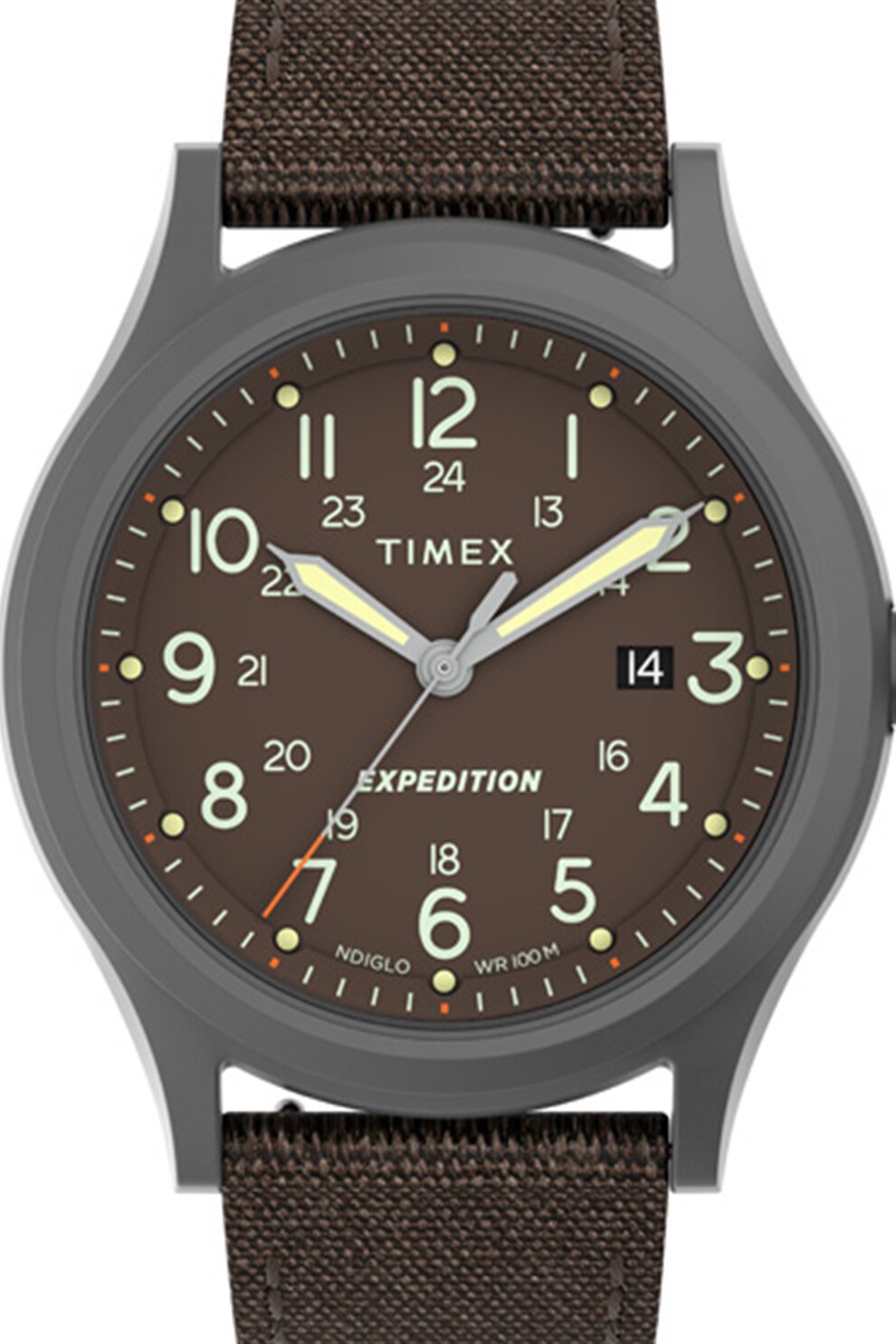 Timex, Ceas analog cu o curea de panza, Maro inchis - eMAG.ro