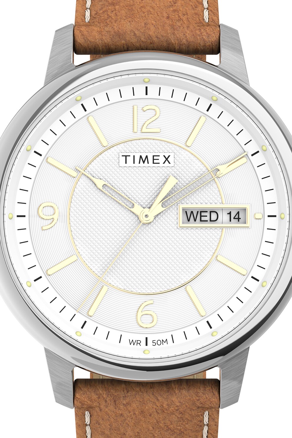 Timex, Аналогов часовник с кожена каишка, Канела - eMAG.bg