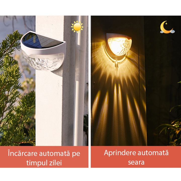 Set 2 Lampa solara LED pentru exterior, curte, gradina, Rezistenta la ...