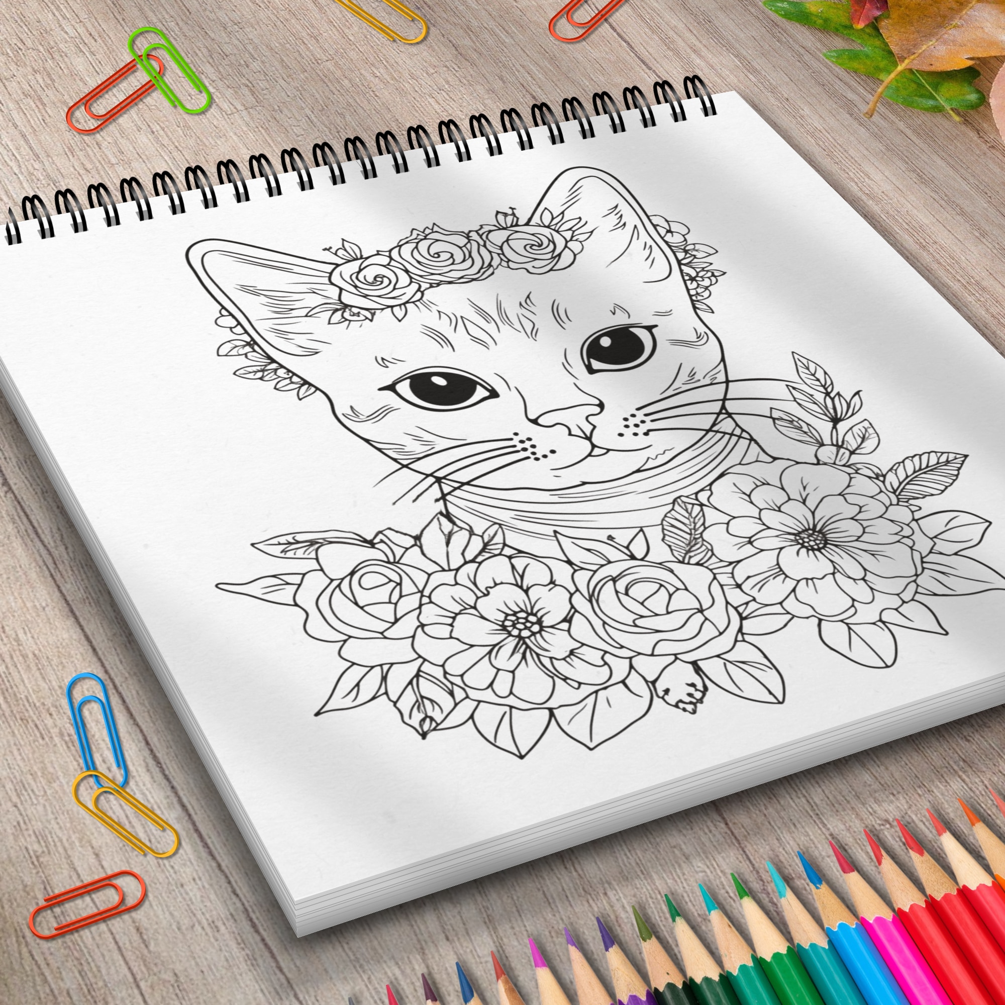 Carte de colorat pentru adulti, Pisici si Flori, 30 Mandale Antistres ...
