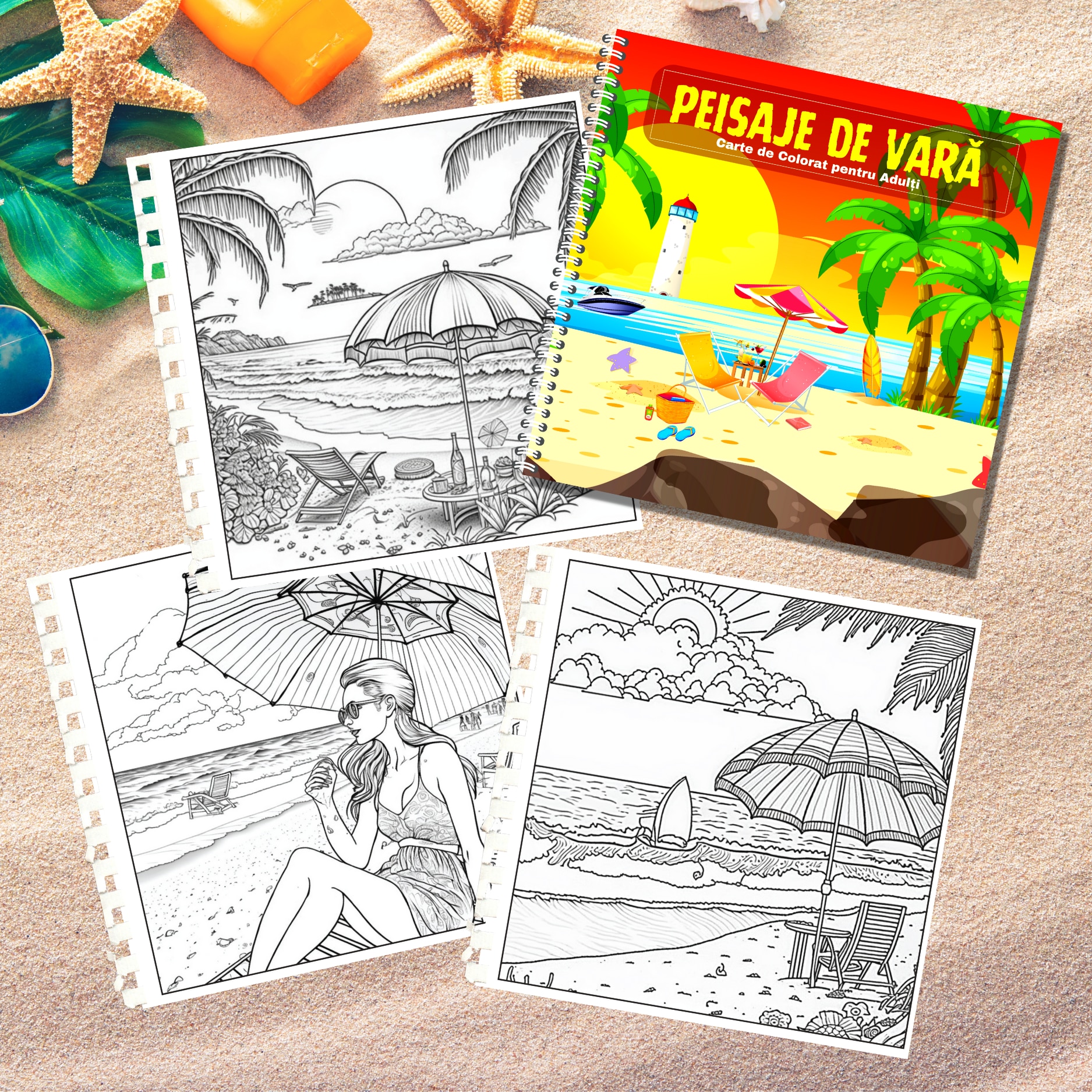 Carte de Colorat pentru Adulti, Peisaje de Vara, 104 Pagini - eMAG.ro