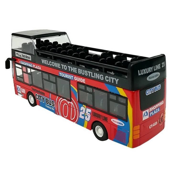 Autobuz cu etaj jucarie, Constructie metalica, Multicolor, 17cm x 7cm x ...