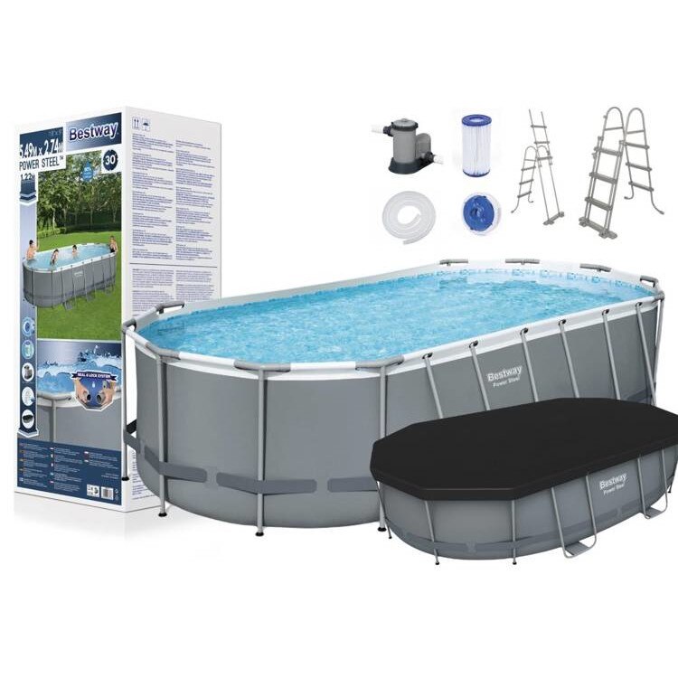 Piscina gradina, Bestway, Otel/PVC, 13430 l, 549 x 274 x 122 cm, Gri ...
