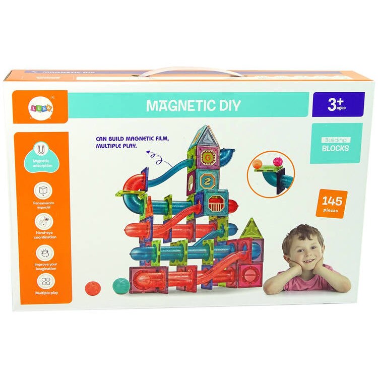 Set cuburi magnetice, LeanToys, 145 piese, +3ani, Multicolor - eMAG.ro