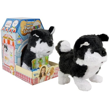 Catelus interactiv LeanToys, Negru/Alb - eMAG.ro