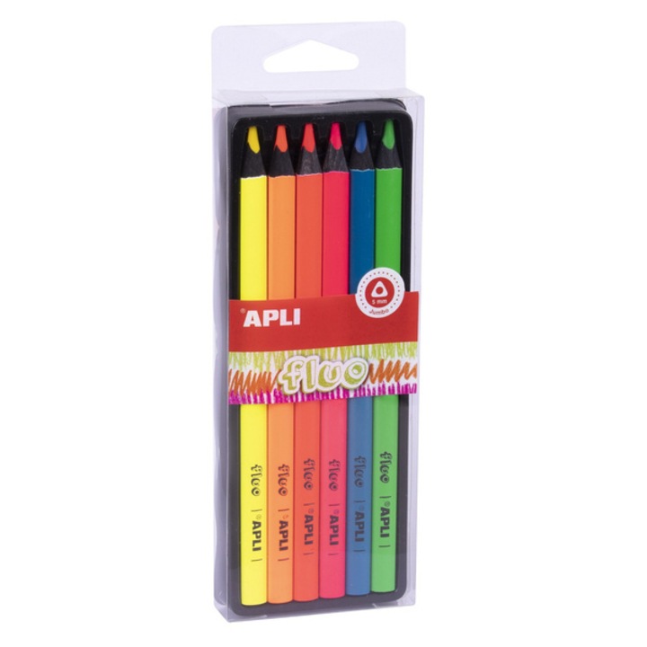 Creioane colorate Jumbo Fluo, Apli Kids, 17.5cm, 3+ ani, Multicolor ...