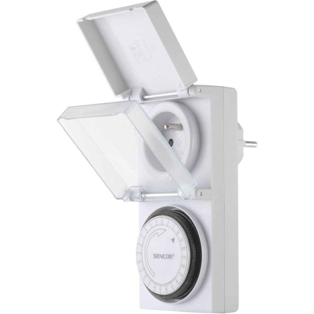 Priza programabila mecanic pentru exterior, protectie IP44, alb, 16 A ...
