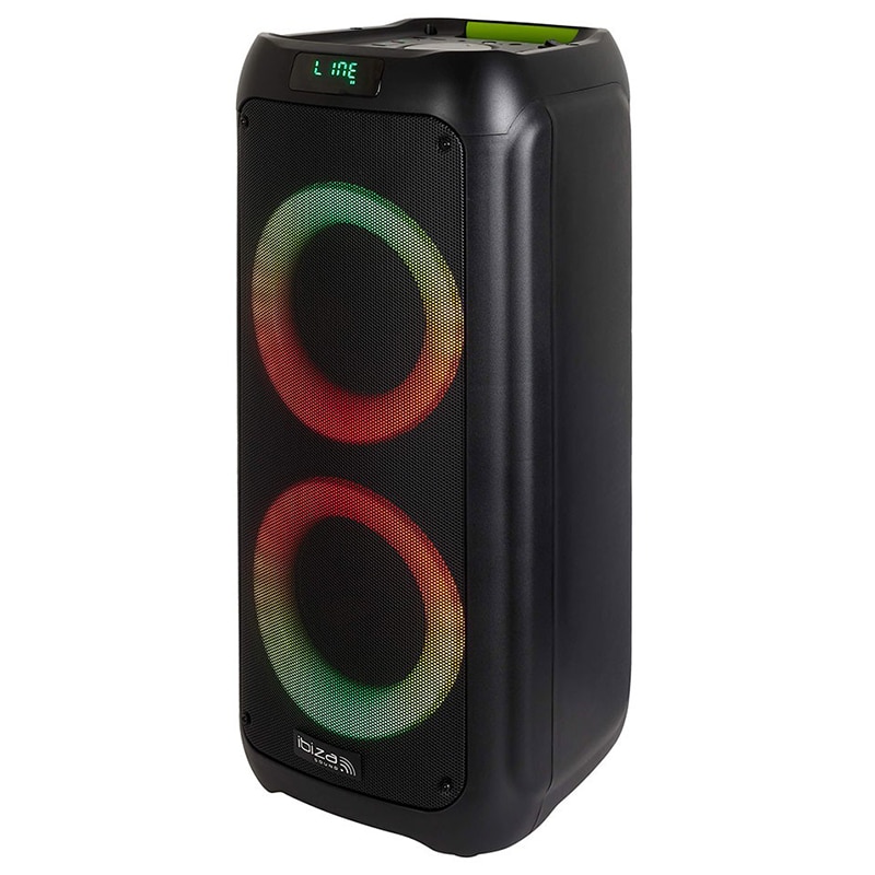 Boxa portabila cu bluetooth 300W Ibiza, 2 difuzoare, LED, AUX, USB ...