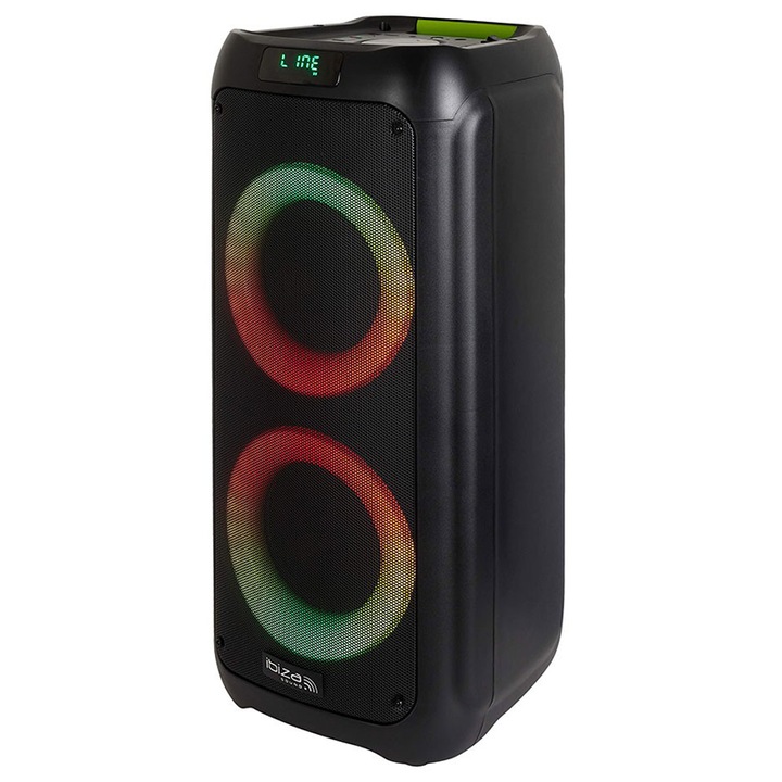 Boxa portabila cu bluetooth 300W Ibiza, 2 difuzoare, LED, AUX, USB ...
