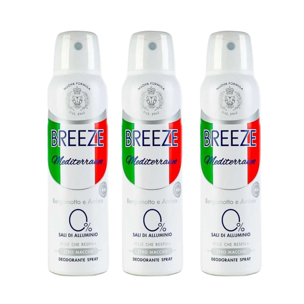 Set 3 x Deodorant Spray Breeze, Mediterraneo, 150 ml - eMAG.ro
