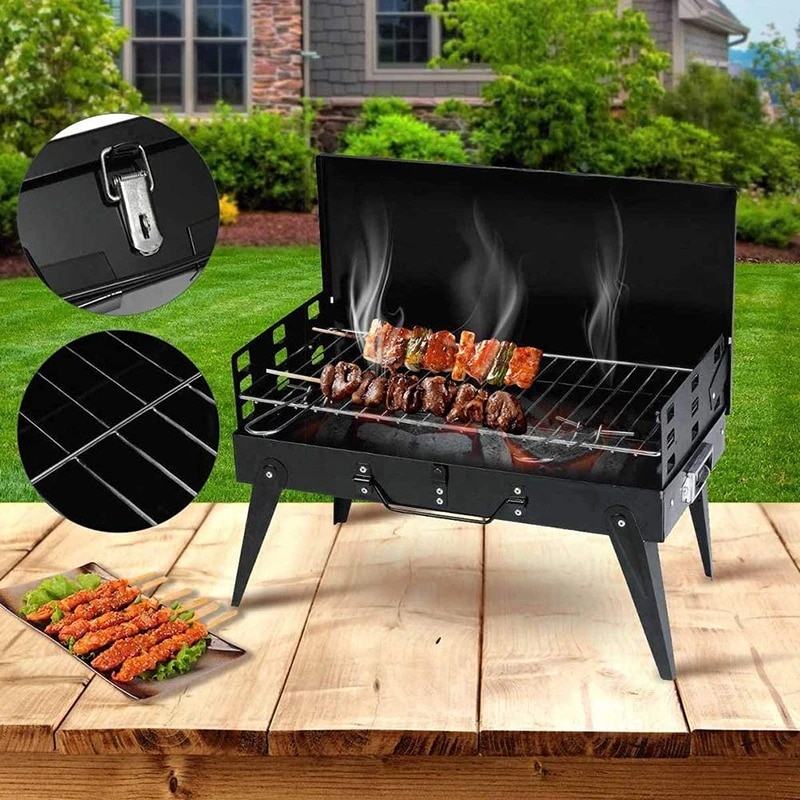 Gratar portabil, Metal, 43 x 26 cm, Negru - eMAG.ro