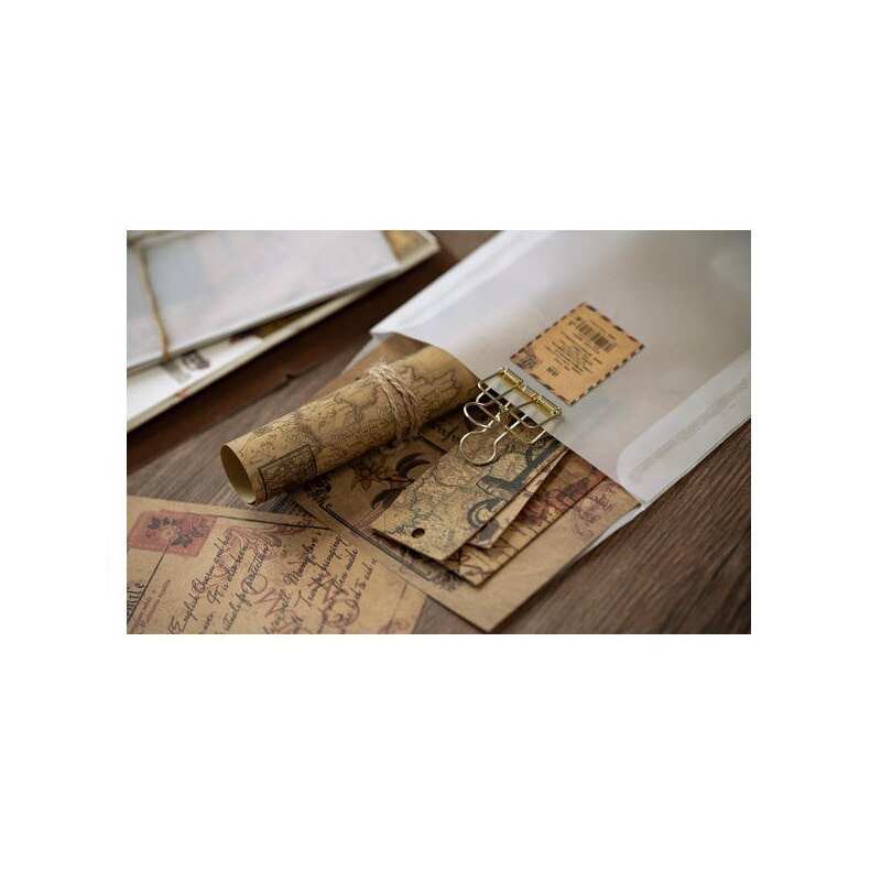 Set de 10 bucati hartie antichizata, model harti, colectie expeditii ...