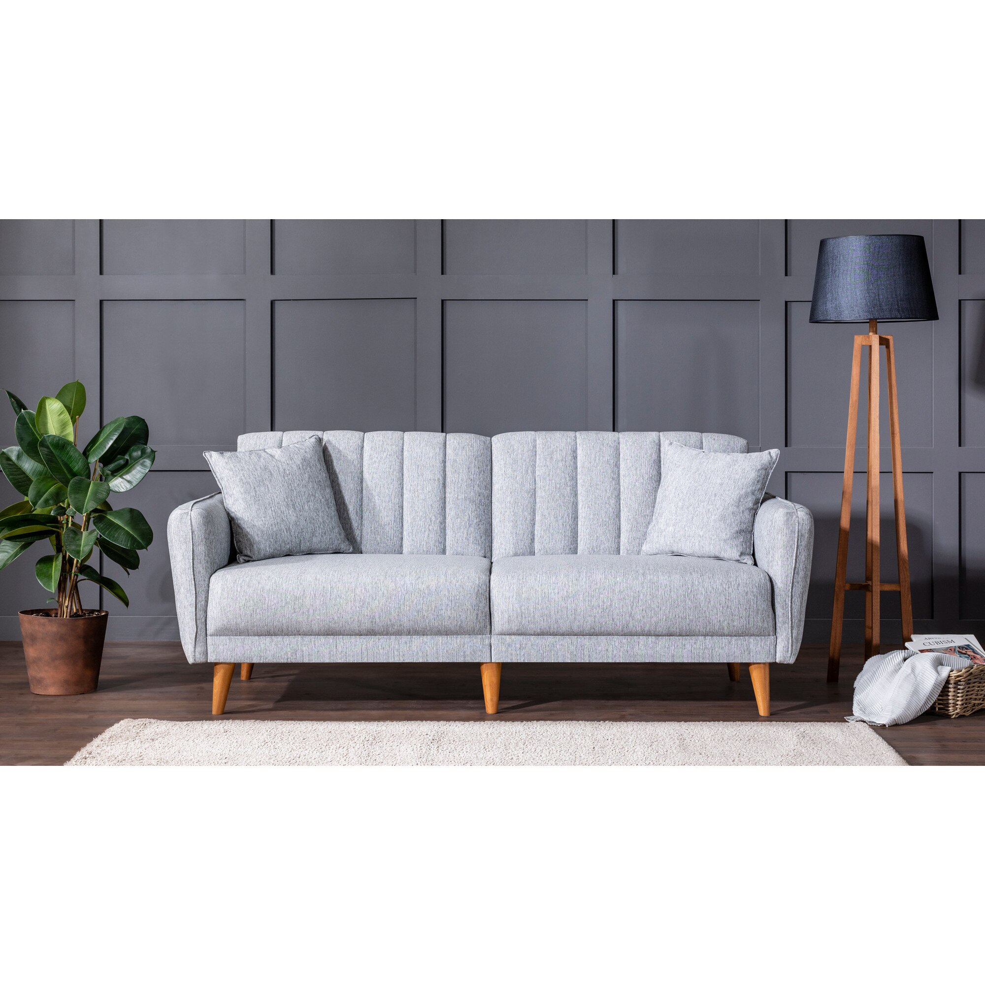 Set Canapea Extensibila si fotoliu, 2 piese, Asi Home Aqua Grey, Gri ...