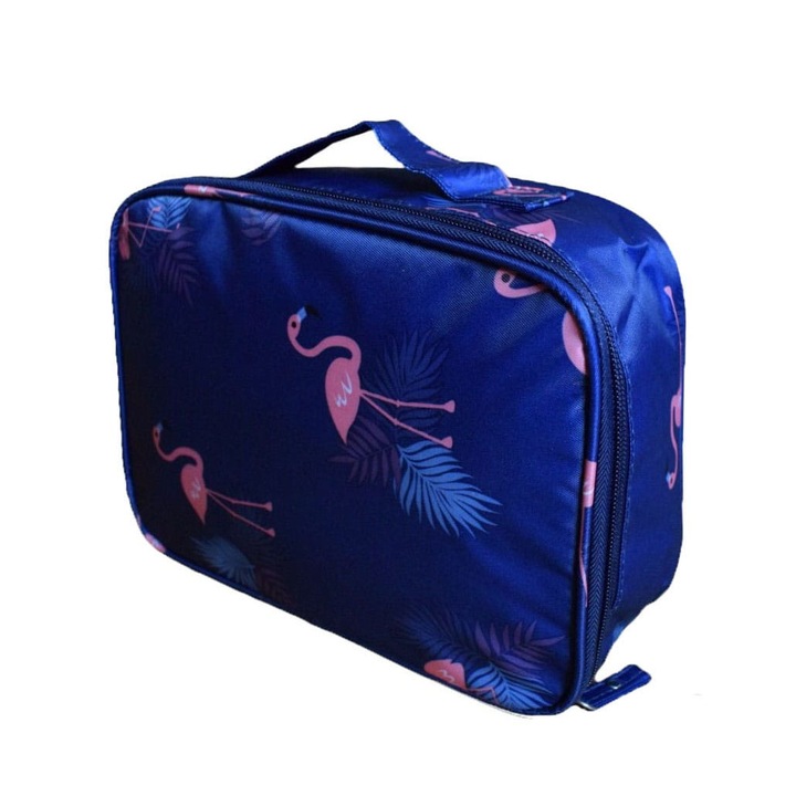 Portfard, Trip Story, Poliester, 24.5x18x8 cm, Albastru/Roz - eMAG.ro