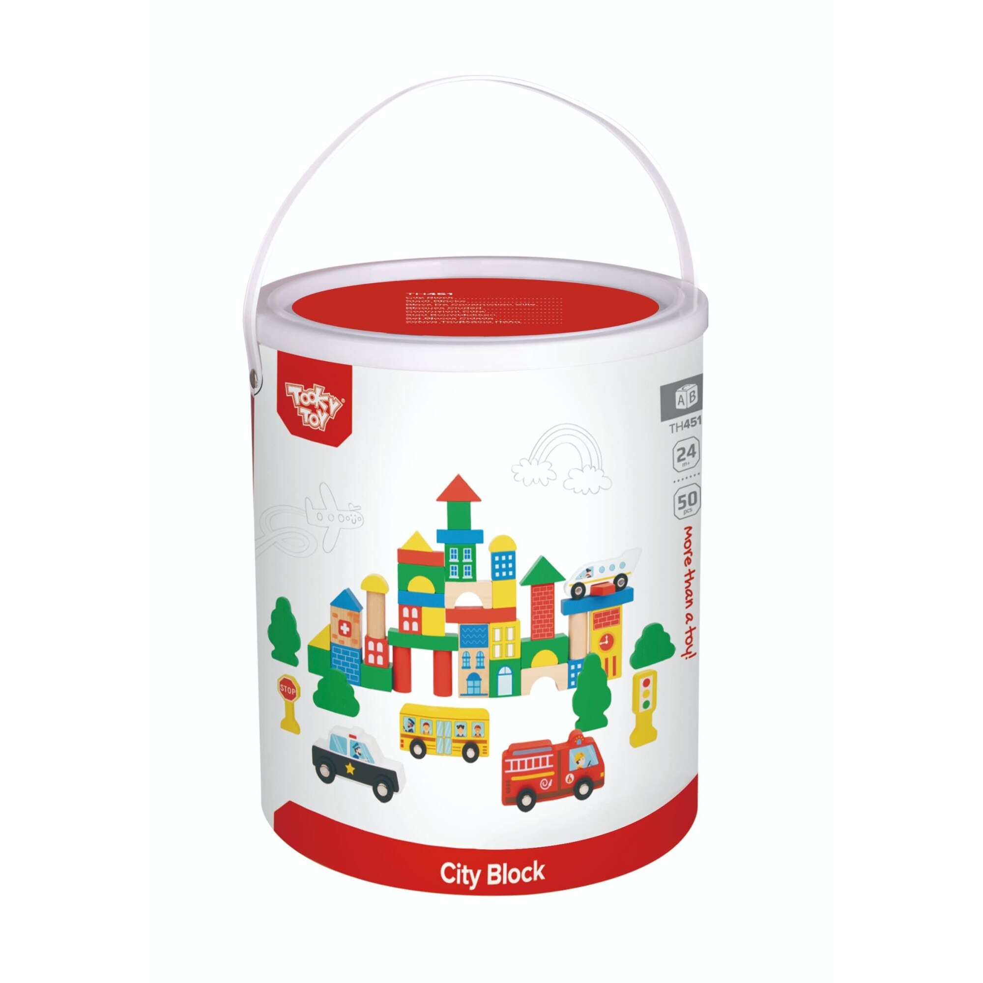 Galetusa cuburi colorate din lemn pentru construit, orasel, 50 cuburi ...