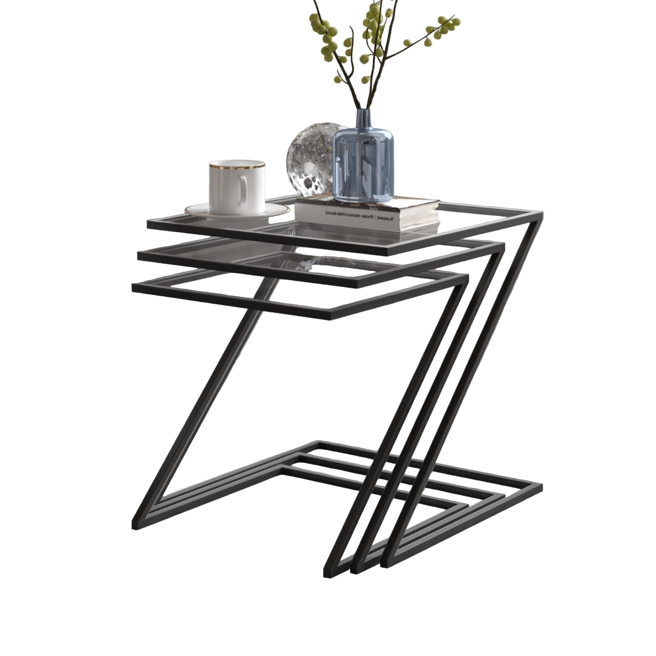 Set 3 masute de cafea patrate, Marsah Home, 50x50x50cm, cadru metalic ...