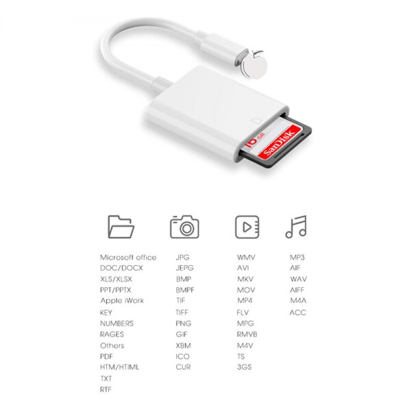 Cablu adaptor cititor card reader cu port Lightning pentru card memorie ...