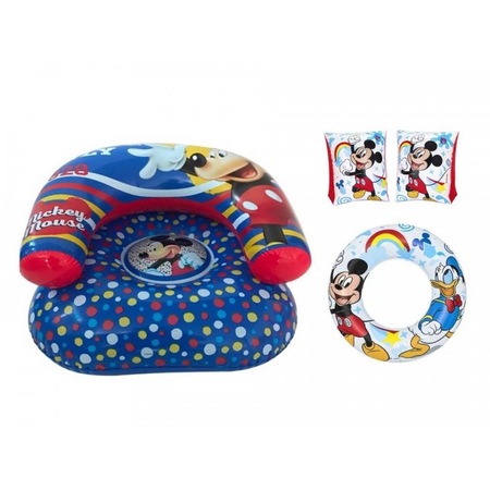 Set complet pentru plaja Mickey Mouse (fotoliu, aripioare, colac ...