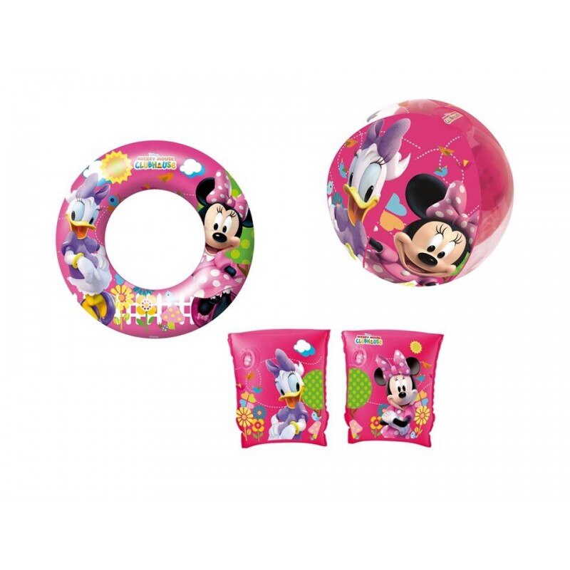Set complet pentru plaja Minnie Mouse (colac, aripioare, minge ...