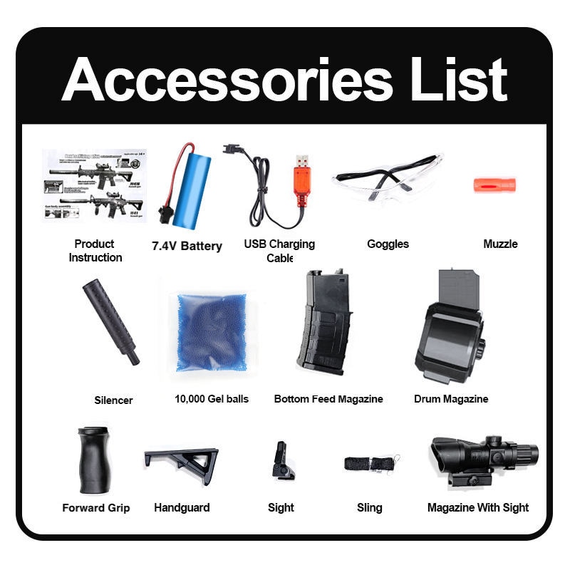 Arma automata M4A1, electrica, de jucarie, cu bile gel si accesorii ...