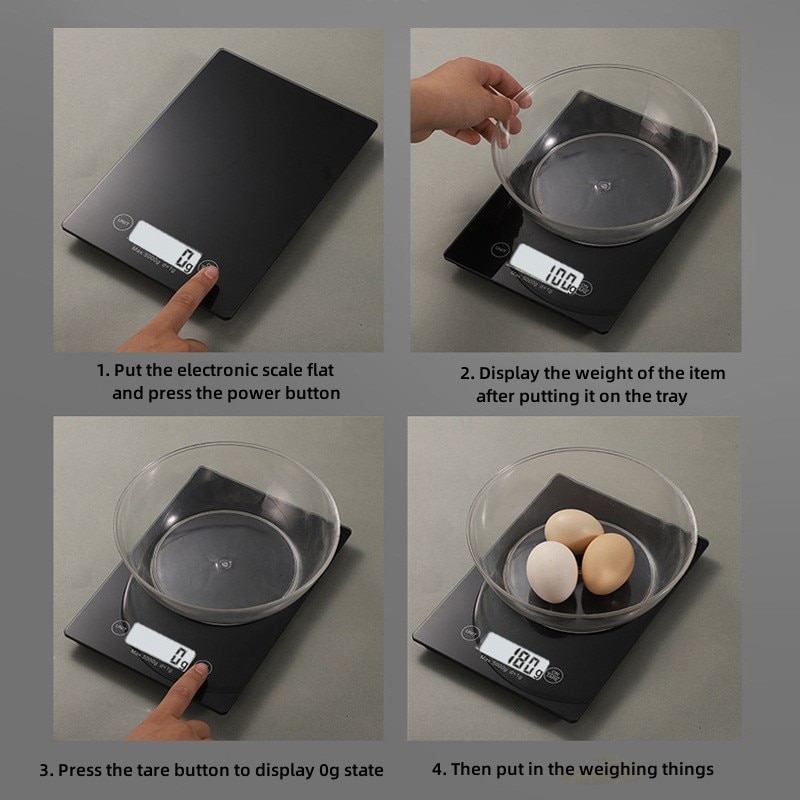 Cantar de bucatarie, Bomstom, Sticla securizata, 5kg, Display LCD, Negru - eMAG.ro